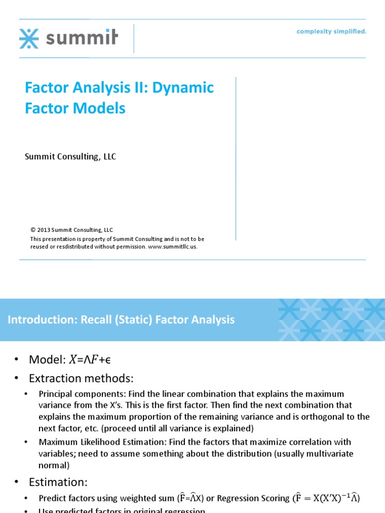 Factor Analysis II Dynamic Factor Models | PDF | Factor Analysis ...
