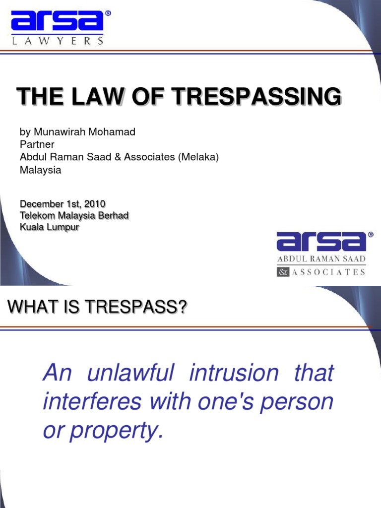 The Law of Trespassing | PDF | Trespass | Landlord