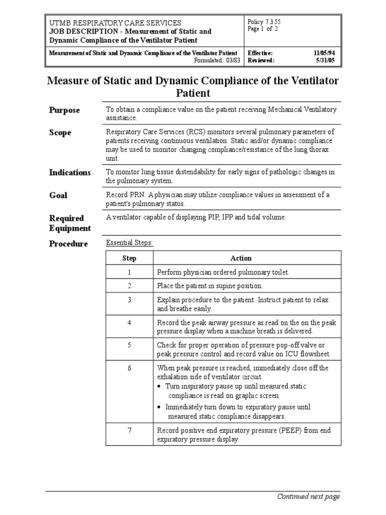 7-3-55 - Measure of Static and Dynamic Compliance of The Ventilator ...