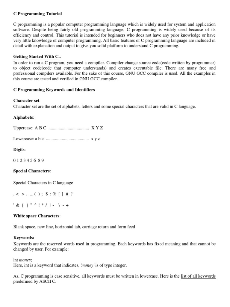 C Programming Tutorial: Learn the Basics of C | PDF | Control Flow | C (Programming Language)