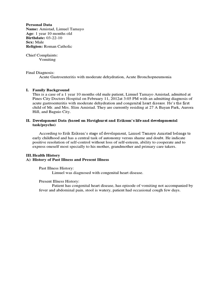 Case Study Pedia | PDF | Diarrhea | White Blood Cell