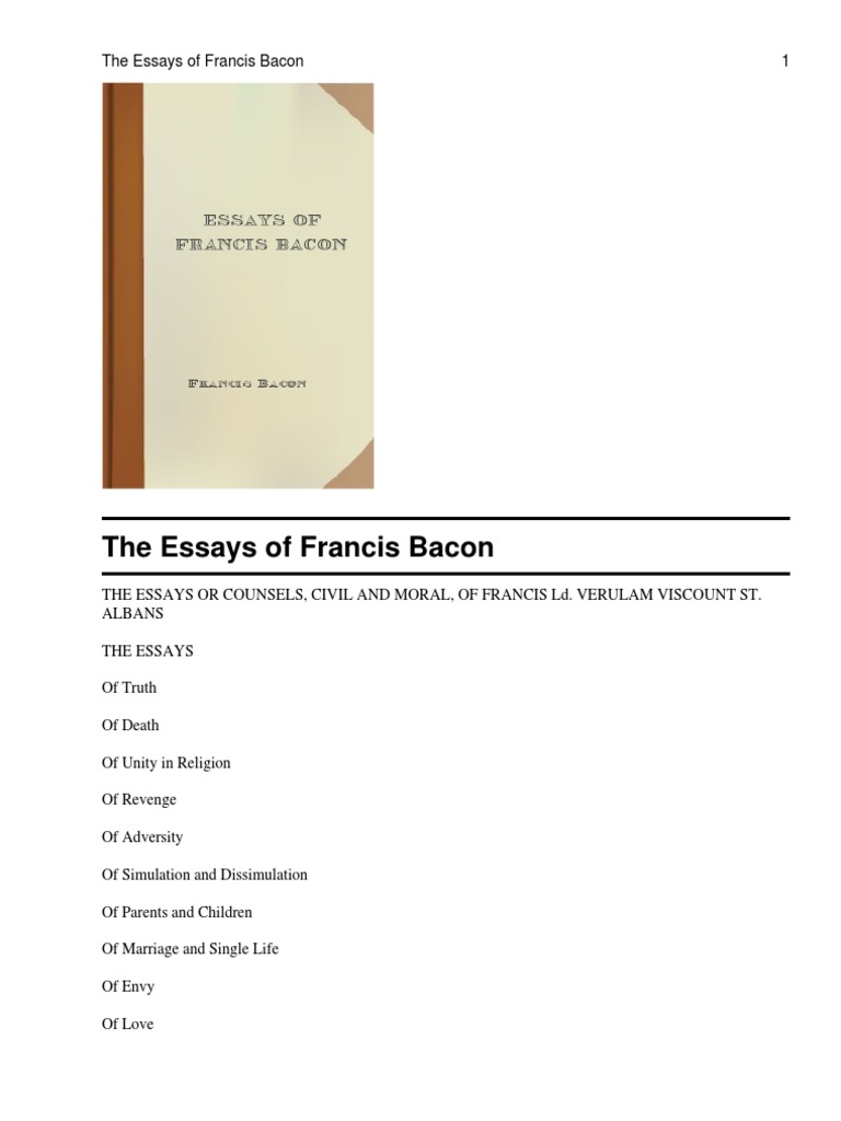 Essays of Francis Bacon | PDF | Envy | Francis Bacon