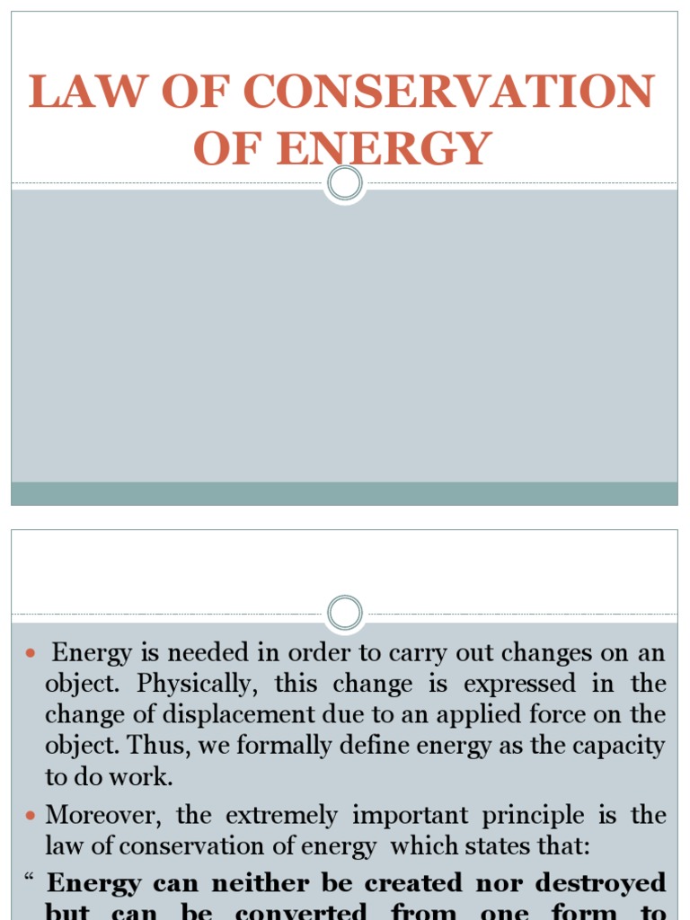 Law of Conservation of Energy | PDF | Kinetic Energy | Potential Energy