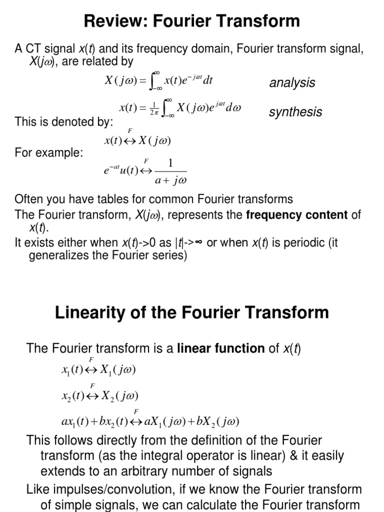 Properties of Fourier Transform | PDF | Fourier Transform | Signal ...