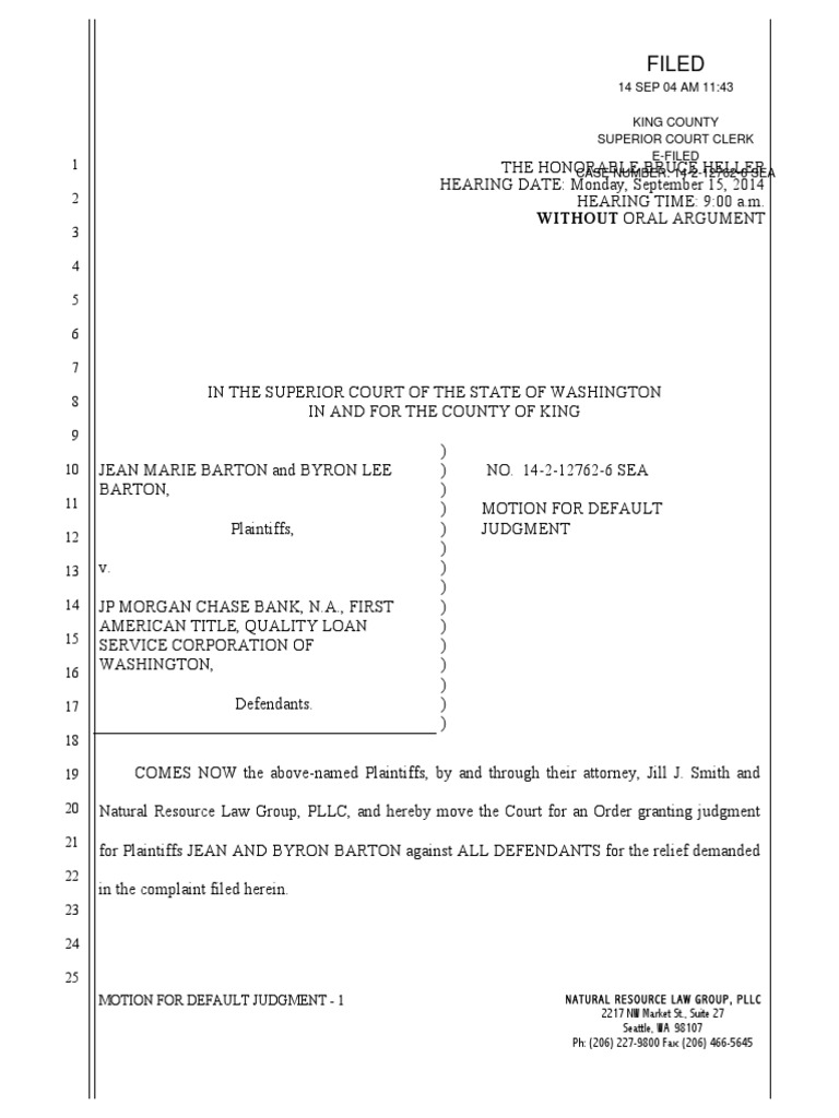Motion For Default Judgment | PDF | Default Judgment | Complaint