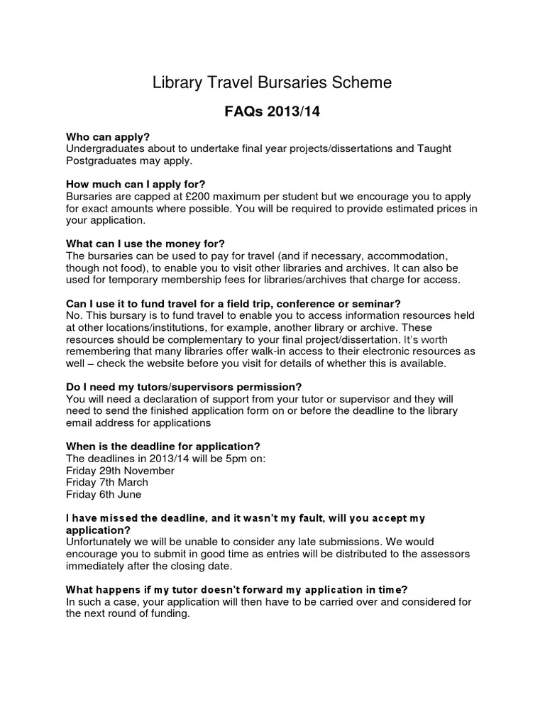 A Guide to the Library Travel Bursaries Scheme: Frequently Asked ...