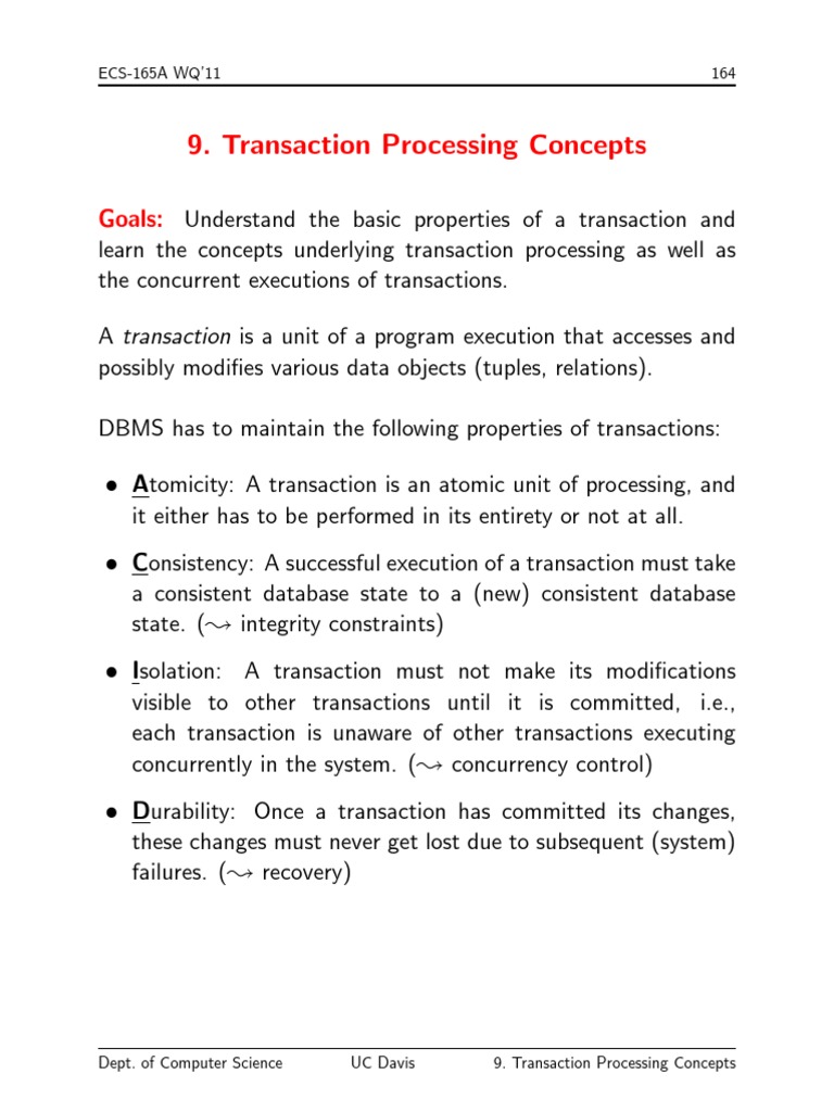Transaction Processing Concepts: Goals | PDF | Database Transaction | Databases