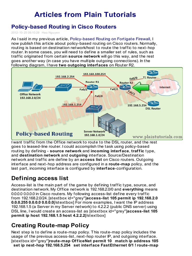 Articles From Plain Tutorials: Policy-Based Routing in Cisco Routers ...