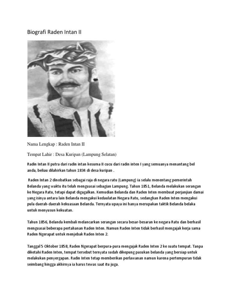 Biografi Raden Intan II: Pahlawan Lampung | PDF | Sejarah