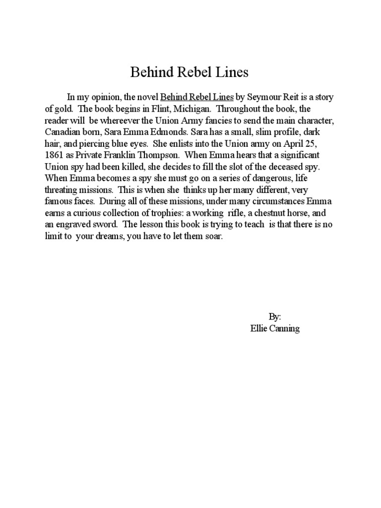 Behind Rebel Lines: Emma Edmonds' Spy Adventures | PDF | General ...
