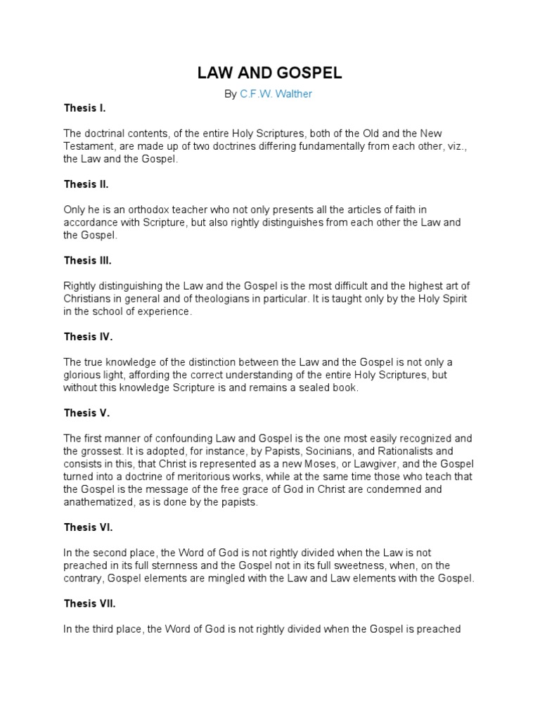 Distinguishing Law and Gospel in Theology | PDF | Grace In Christianity ...