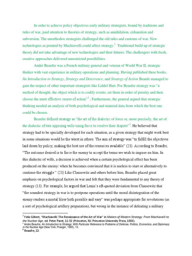 Andre Beaufre Intro Summary | PDF | Strategic Management | Military ...