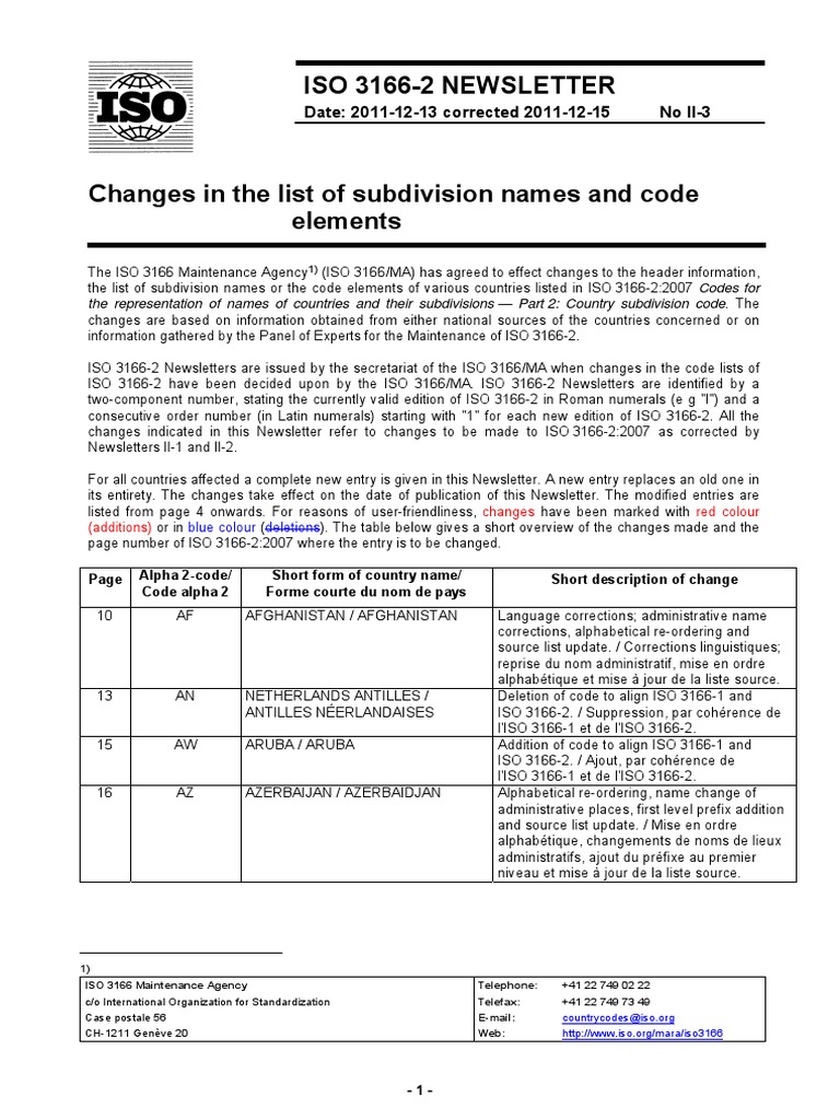 Iso 3166-2 Newsletter Ii-3 2011-12-13 | PDF | International ...