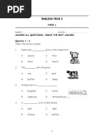 English Year 3 Exam Paper | PDF | Nature