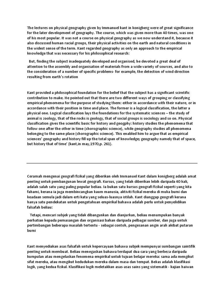 The Lectures On Physical Geography Given by Immanuel Kant in Konigberg ...