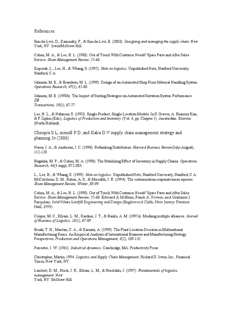 References: Operations Research, 47 (1), 65-80 | PDF | Logistics ...