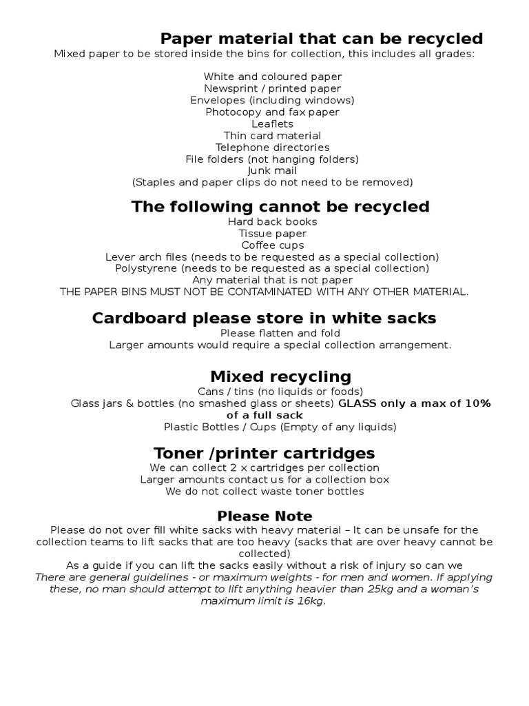 Recycling Guidelines for Paper and Cardboard | PDF | Cooking, Food & Wine