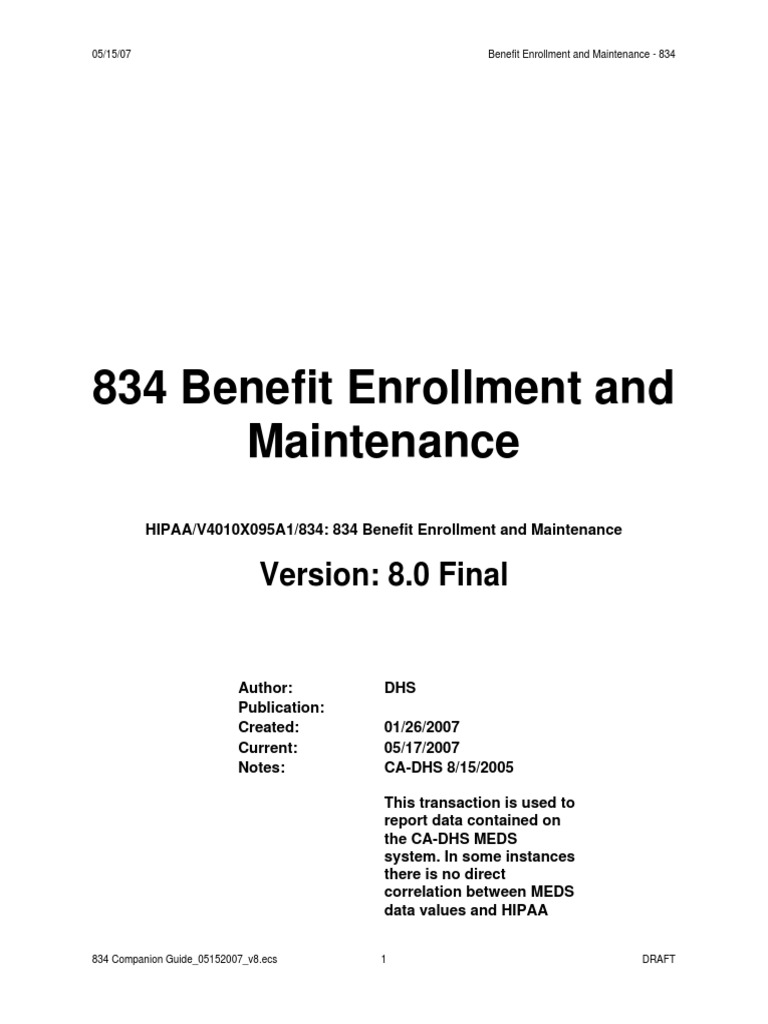 834 Companion Guide | PDF | Health Insurance Portability And ...