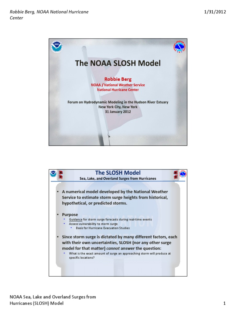 The NOAA SLOSH Model | PDF | Storm Surge | National Weather Service
