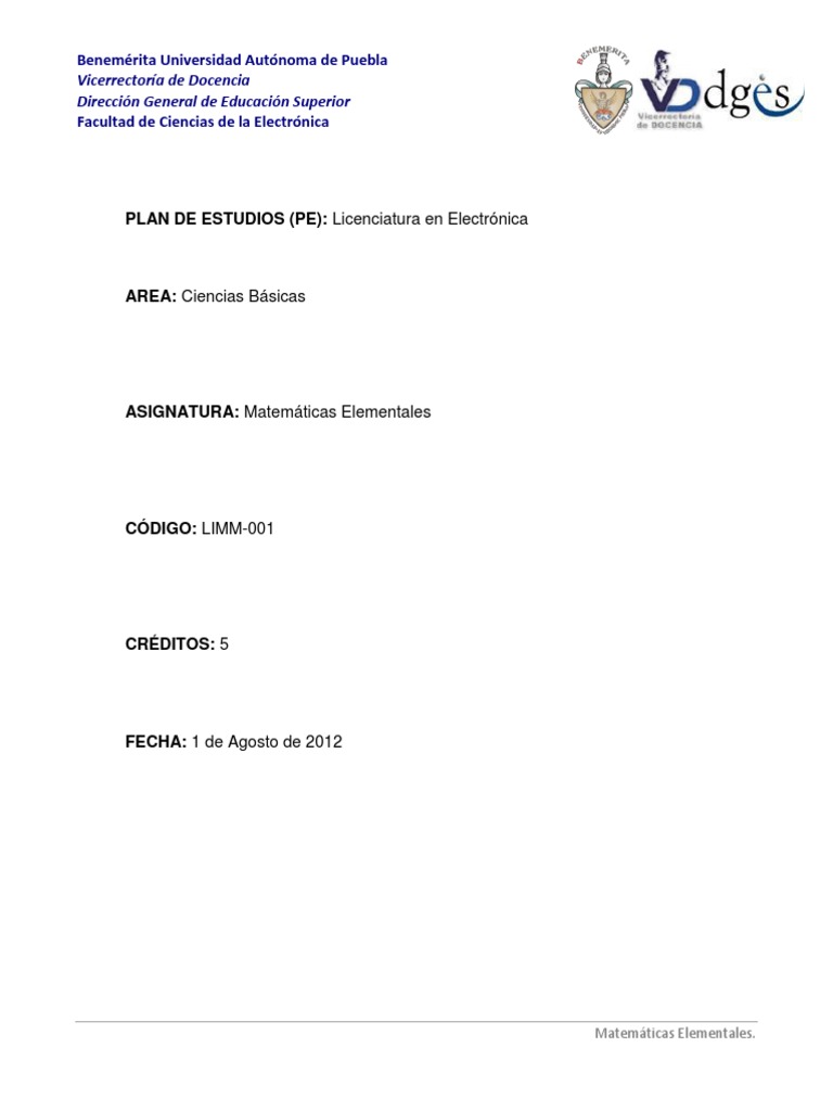 Matemáticas Elementales | PDF | Número complejo | Enseñanza de matemática