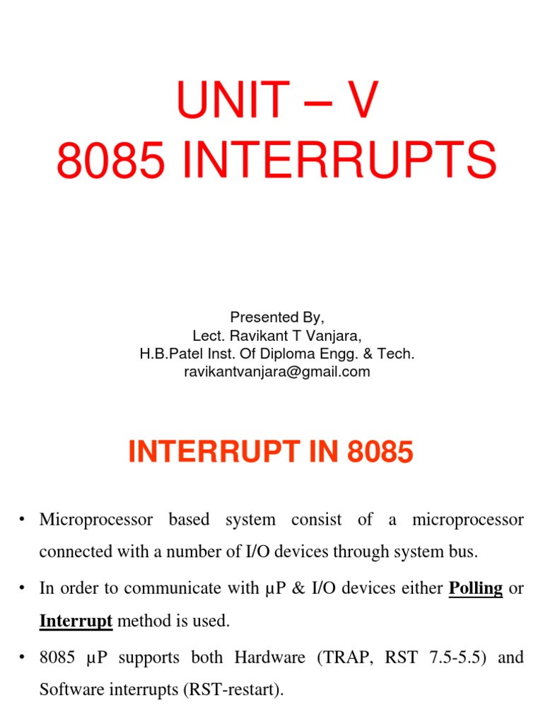 Interrupts in 8085 | PDF | Instruction Set | Central Processing Unit