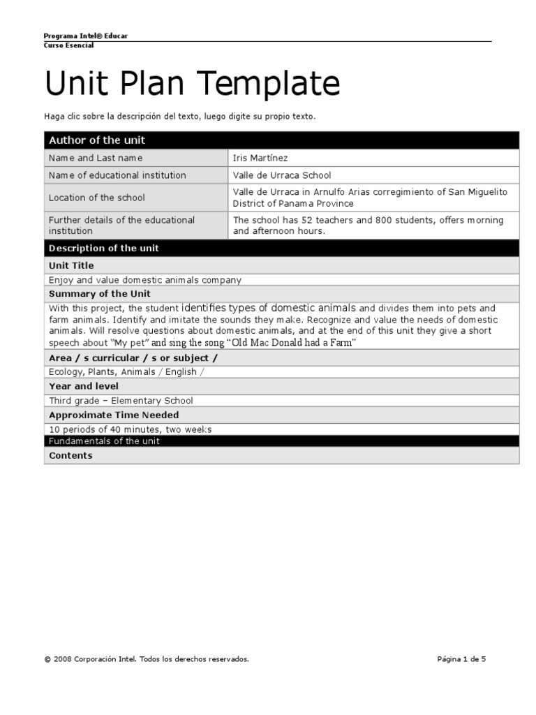 Unit Plan Template1 | PDF | Ethnobiology | Animals And Humans
