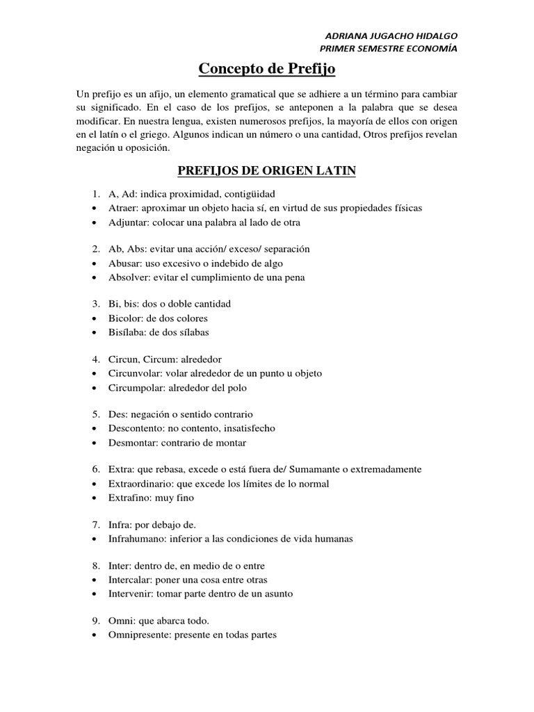 Definición y Ejemplos de Prefijos | PDF | Palabra | Lingüística