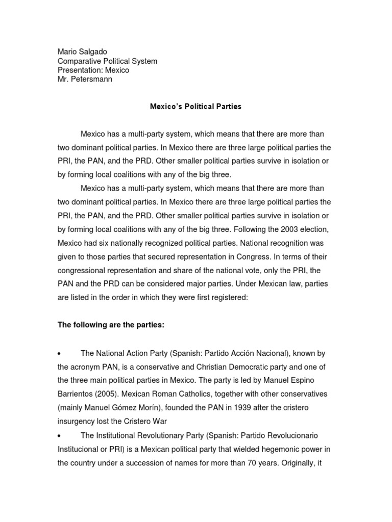 Mexico Political Party & System | PDF | Institutional Revolutionary ...