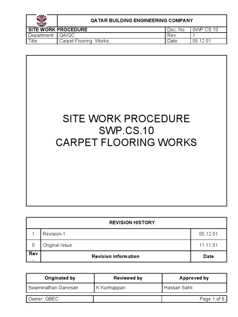 Carpet Flooring Installation Procedure | PDF | Carpet | Flooring