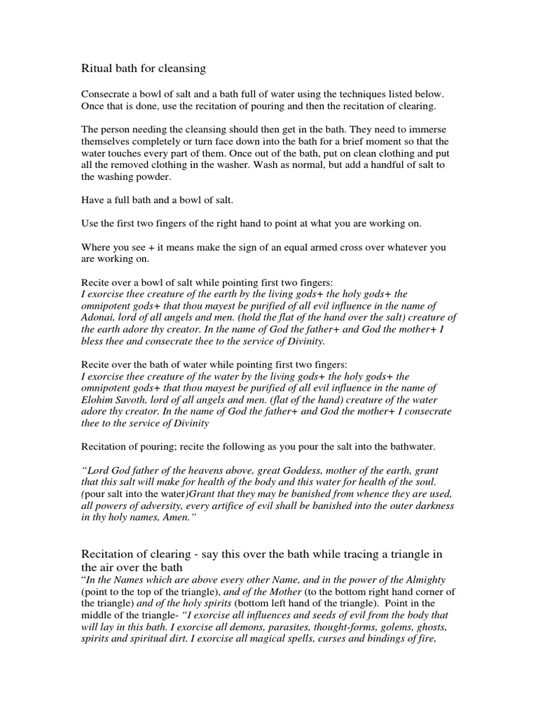 Cleansing Ritual Bath Instructions | PDF | Religious Belief And ...