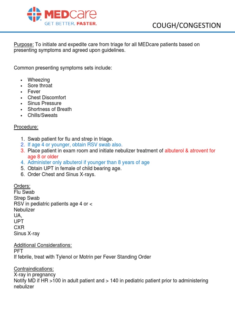 Standing Order Cough Congestion Draft | PDF | Wellness | Science ...
