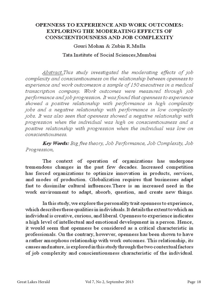 Openness To Experience | PDF | Creativity | Employment