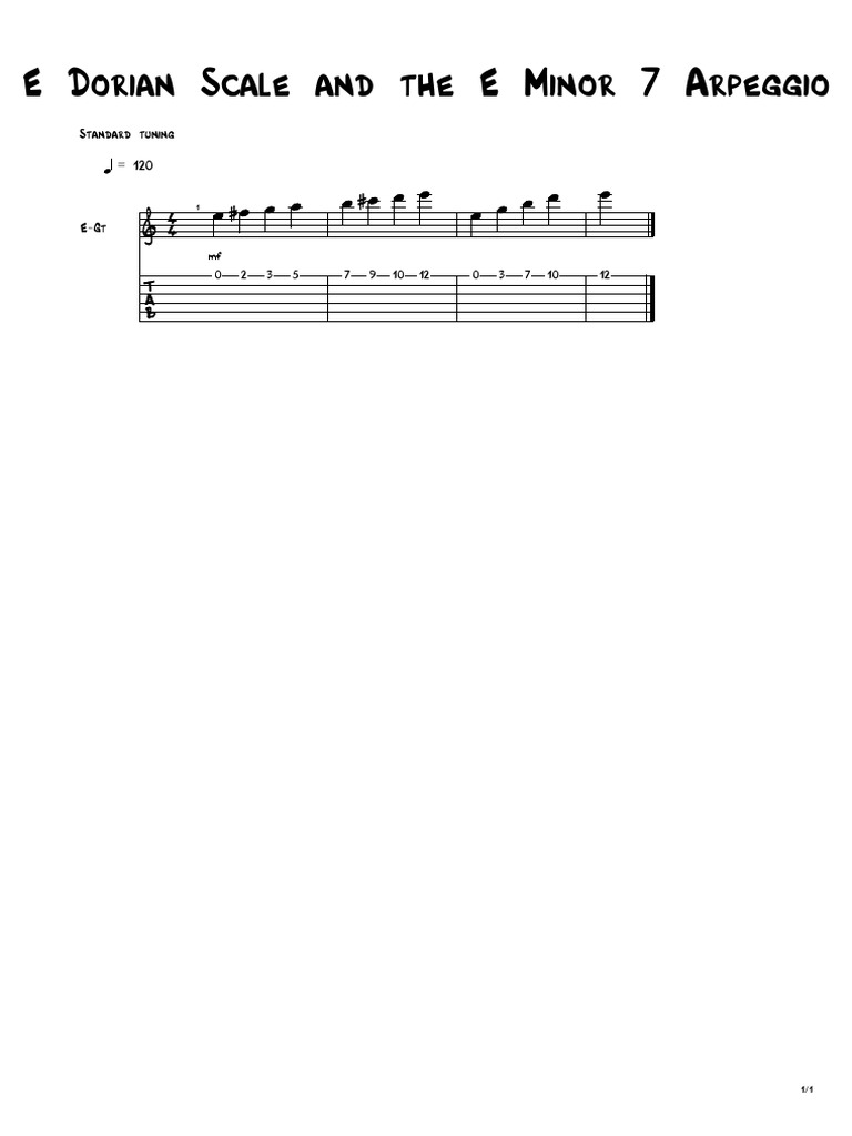 E Dorian Scale and The E Minor 7 Arpeggio | PDF | Music Theory ...