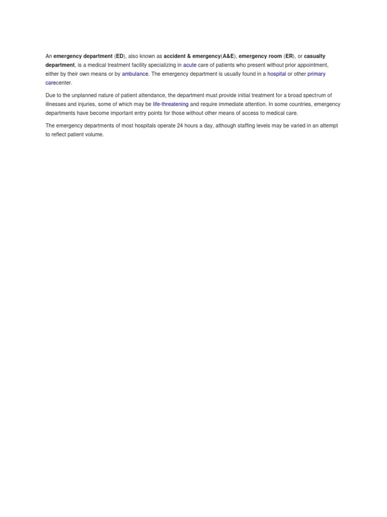Overview of Emergency Department Functions | PDF | Self-Improvement ...