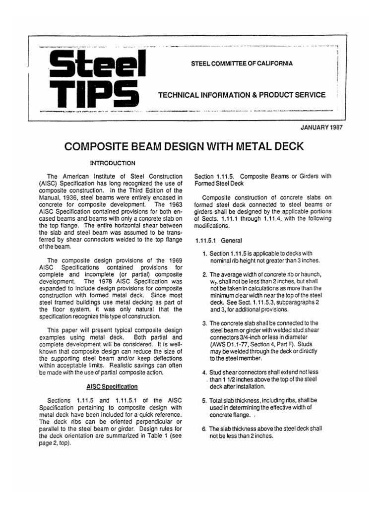 Composite Beam Design Metal Deck | PDF | Technology & Engineering