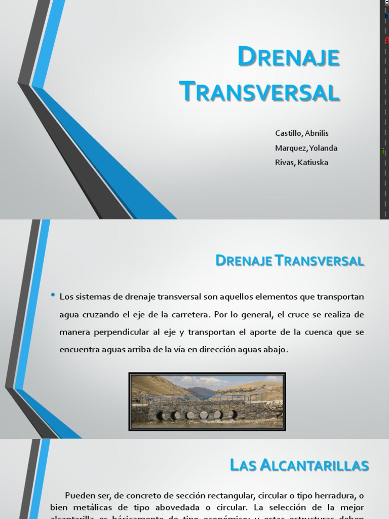 Drenaje Transversal | PDF | Velocidad | Agua