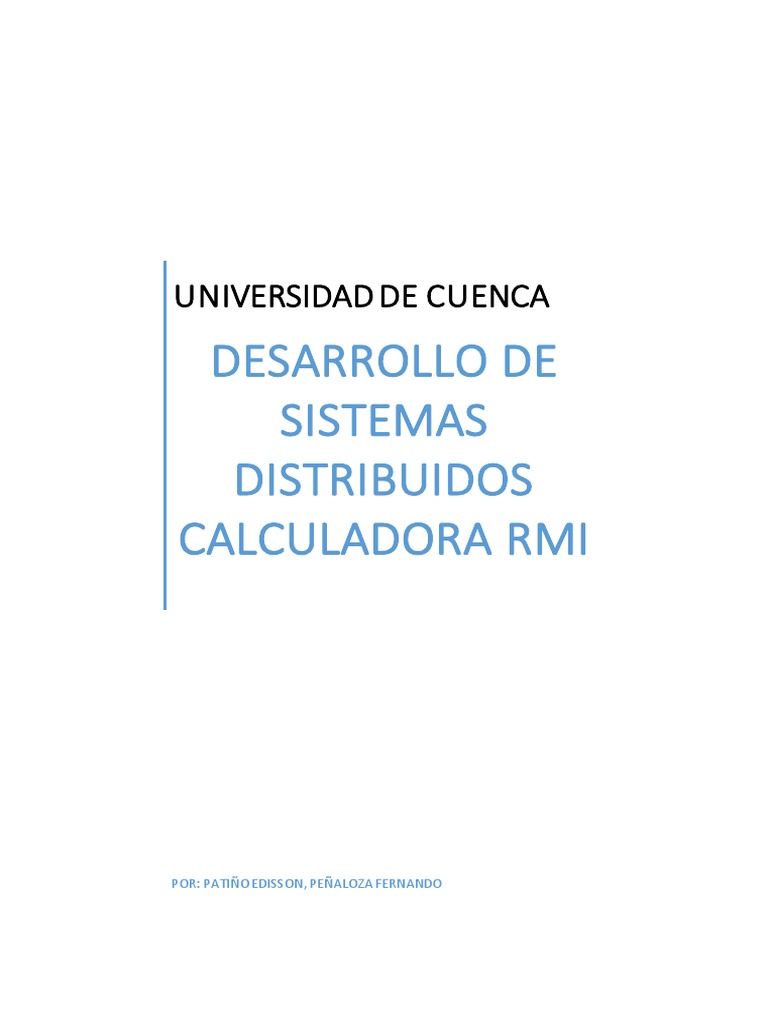 Informe Calculadora RMI | PDF | Java (lenguaje de programación) | Servidor (Computación)