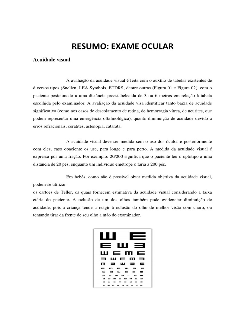 Acuidade Visual | PDF | Sistema visual | Olho humano