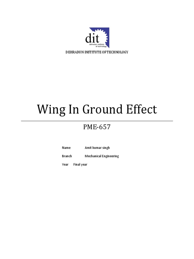 Wing in Ground Effect | PDF | Drag (Physics) | Lift (Force)