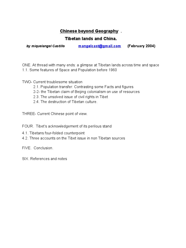 Chinese Beyond Geography. Tibet and China | PDF | Tibet | China