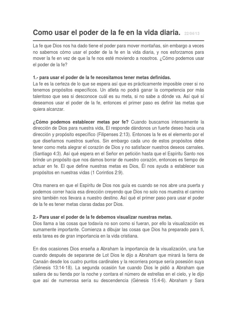 Como Usar El Poder de La Fe en La Vida Diaria | PDF | Fe | Abrahán