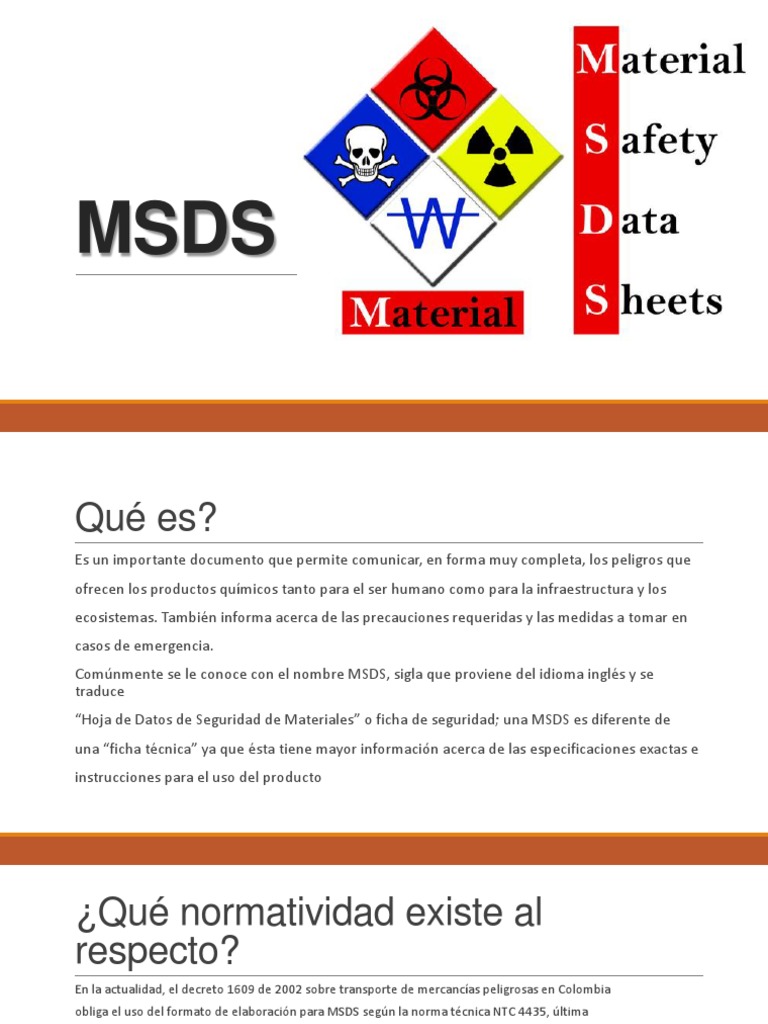 MSDS | PDF | Química | Productos quimicos