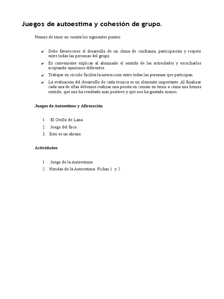 Tecnicas Dinamicas de Cohesión Grupal PDF | PDF