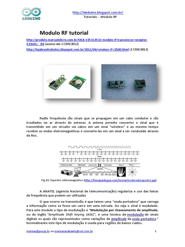 Modulo Rf Tutorial Pdf Modulação Arduino