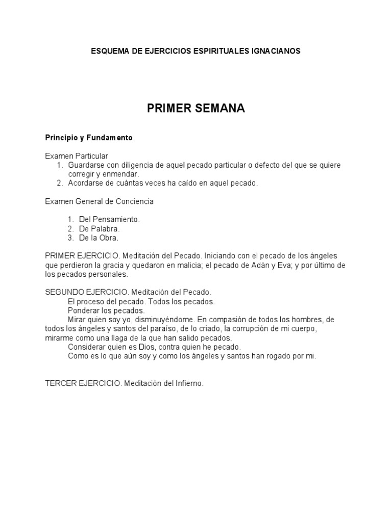 Esquema de Ejercicios Espirituales Ignacianos PDF | PDF | Pecado | Gracia divina