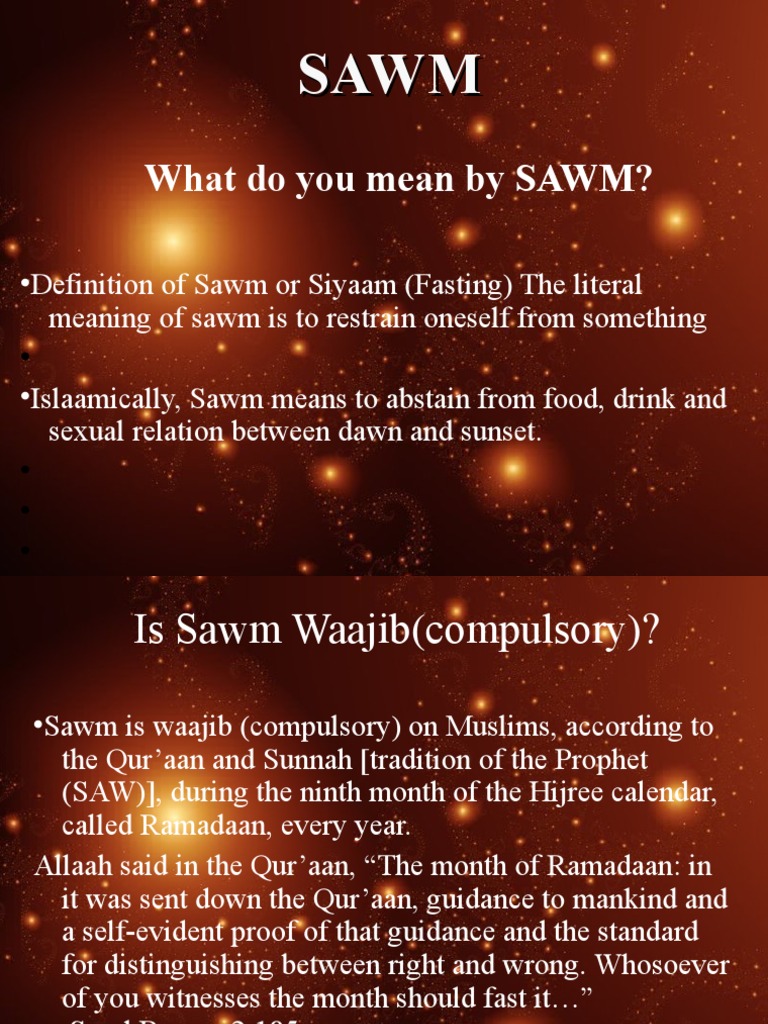 What Do You Mean by SAWM? | PDF | Ramadan | Monotheistic Religions