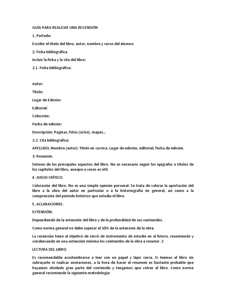 Guía Para Realizar Una Recensión | Certeza | Libros