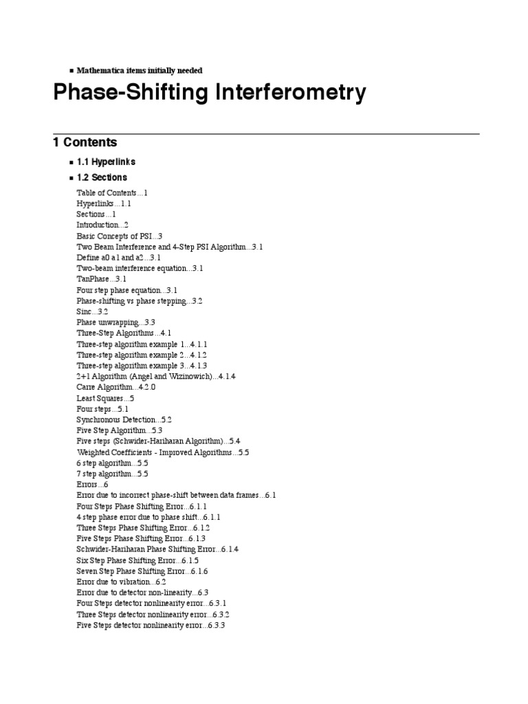 Phase-Shifting Interferometry Overview | PDF | Interferometry | Interference (Wave Propagation)