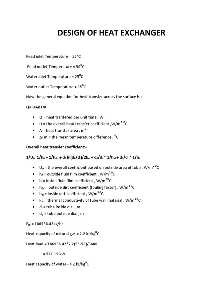 Heat Exchanger Calculation Pdf