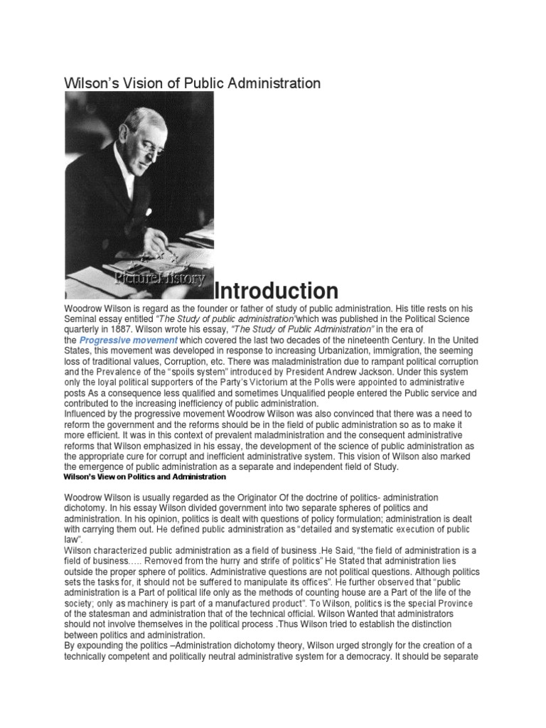 Wilson Vision | PDF | Woodrow Wilson | Public Administration